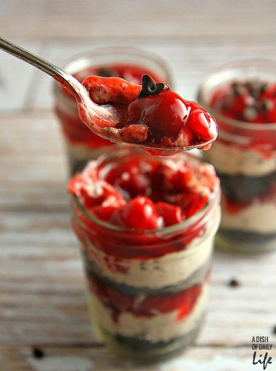 No Bake Cherry Chocolate Cheesecake Parfaits Recipe - A Dish of Daily Life